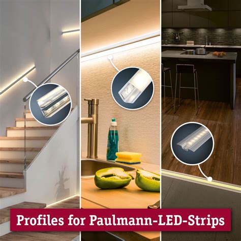 Led Strip Profil Base Weißer Diffusor 1m Alu Eloxiert Satin