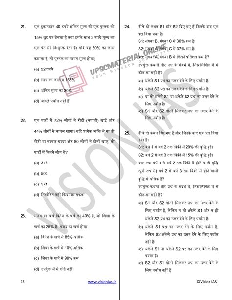 vision ias csat aptitude 4 test series in english 2024