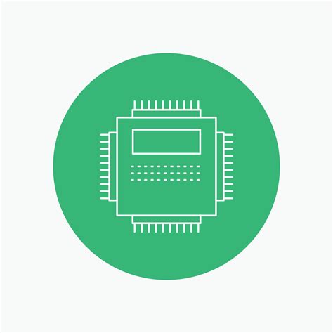 Processor Hardware Computer Pc Technology White Line Icon In Circle