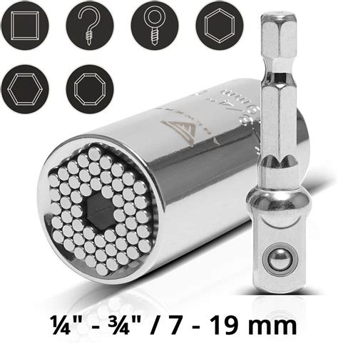 STAHLWERK Universele Dopsleutel 7 19 Mm Multifunctionele Dopsleutel Voor 3 8 Ratels Inclusief