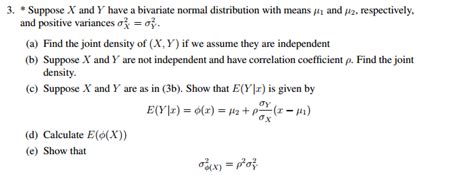 Suppose X And Y Have A Bivariate Normal Distribution