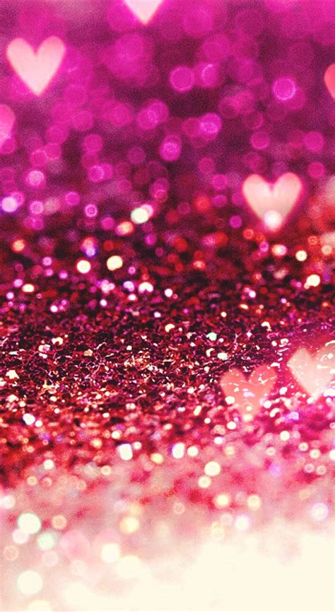 Download Pink Glitter With Hot Pink Hearts Wallpaper