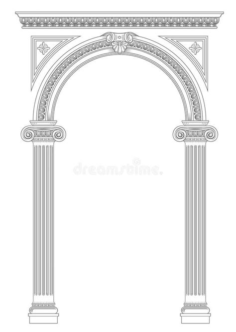 classical arch with greek ionic columns stock vector illustration of