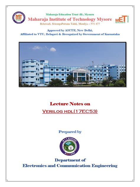 Lecture Notes On Verilog Hdl An Introduction To Modeling Digital