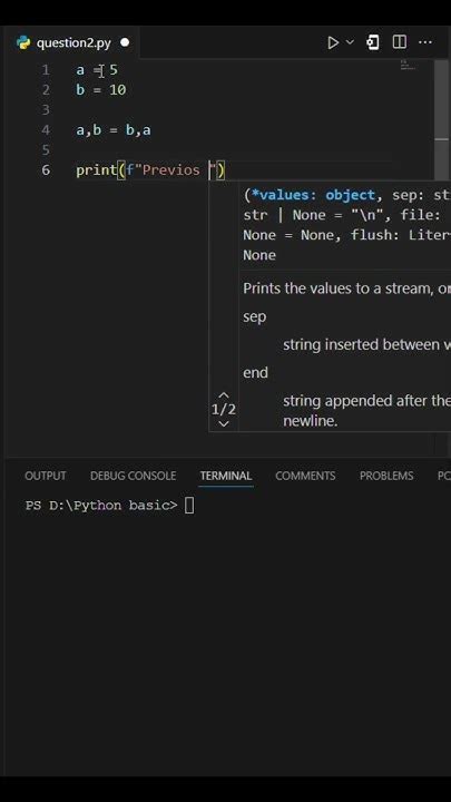 Swap Two Variables Without A Temp Variable😍 Python Short Shortsfeed Shorts Coding Youtube