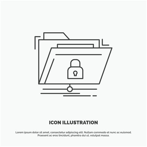 encryption files folder network secure icon line vector gray