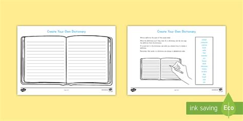 Create Your Own Dictionary Template Teacher Made Twinkl