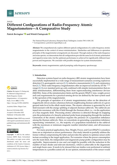 Pdf Different Configurations Of Radio Frequency Atomic Magnetometers