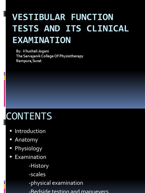 Vestibular Function Tests And Its Clinical Examination Pdf