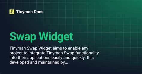 Swap Widget Tinyman Docs