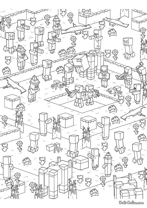 Раскраска Стив и Алекс в подземелье майнкрафт распечатать раскраски для детей