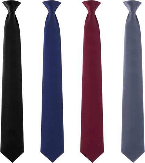 4 Pcs Mens Clip On Ties Solid Color Mens Tie Pre Tied Clip On Ties