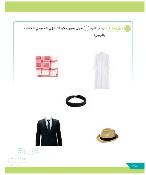 ارسم دائرة حول صور مكونات الزي السعودي الخاصة بالرجل عين2022 مكونات