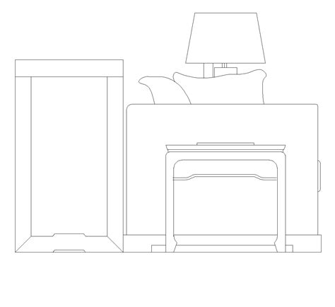 Solid Wood Side Table With Drawer DWG CAD Block Download