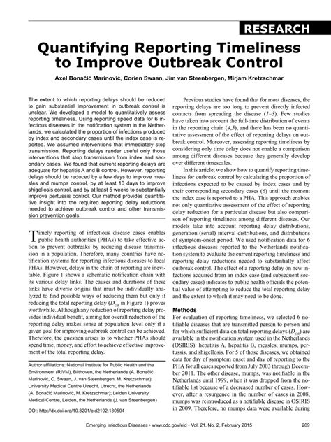 Pdf Quantifying Reporting Timeliness To Improve Outbreak Control