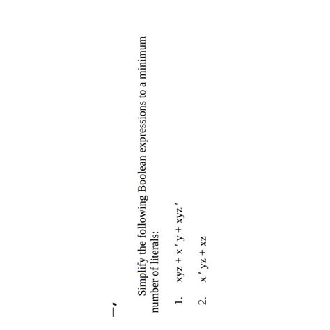 Simplify The Following Boolean Expressions To A