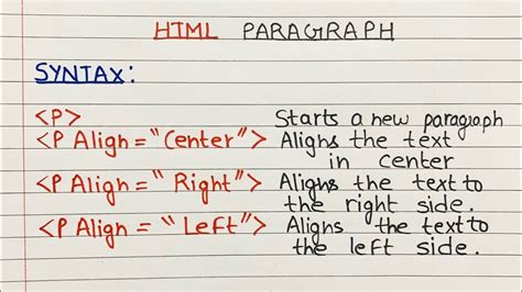 L6 Paragraph Tag In Html Paragraph Tag Attributes Html Tutorial Youtube