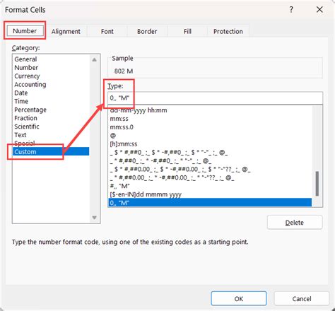 format numbers to show in millions in excel