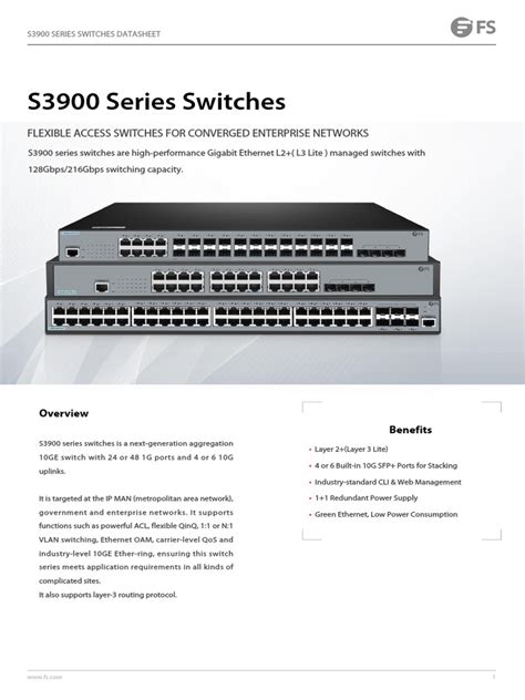 s3900 R Series Switches Datasheet 2021.10.11 | PDF | Network Switch ...