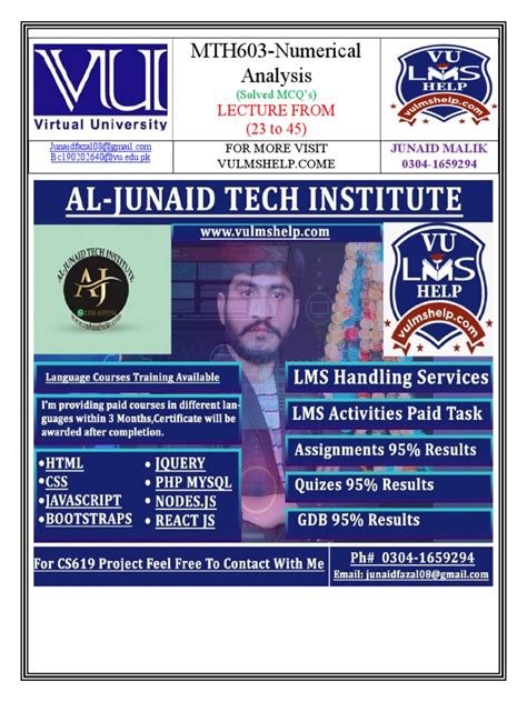 Mth603 Solved Mcqs Final Term By Junaid Pdf Eigenvalues And