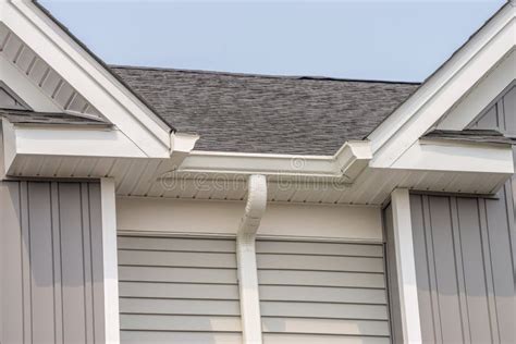 Gutter With Downpipe On The Roof Of A House Metal Pipe Stock Image Image Of Detail Exterior