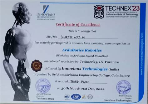 Arduino Robotics Techenthusiast Iitvaranasi Bharathwaj M