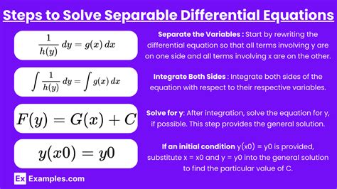 Unit 73 Solving Separable Differential Equations To Find General And