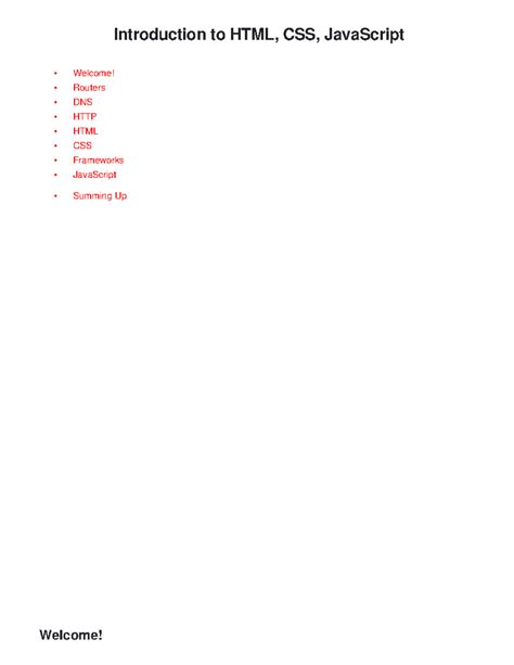 Introduction To Html Css Java Script Introduction To Html Css