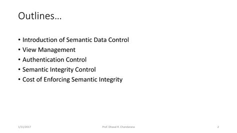 Distributed Dbms Unit 5 Semantic Data Control Pptx Databases