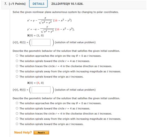 Solved Points DETAILS Solve The Given Nonlinear Chegg