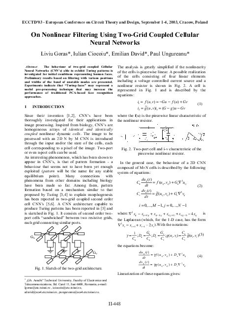 pdf on nonlinear filtering using two grid coupled cellular neural