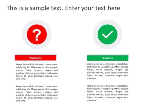 Red And Green Problem Solution Comparison Layout With Icons Powerpoint