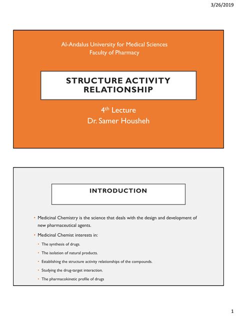 Pdf Structure Activity Relationship