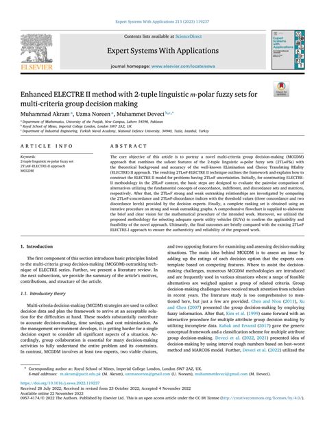 pdf enhanced electre ii method with 2 tuple linguistic m polar fuzzy