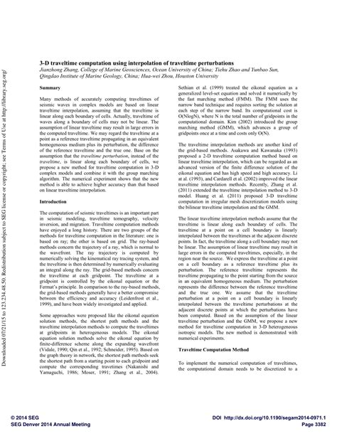 pdf 3 d traveltime computation using interpolation of traveltime