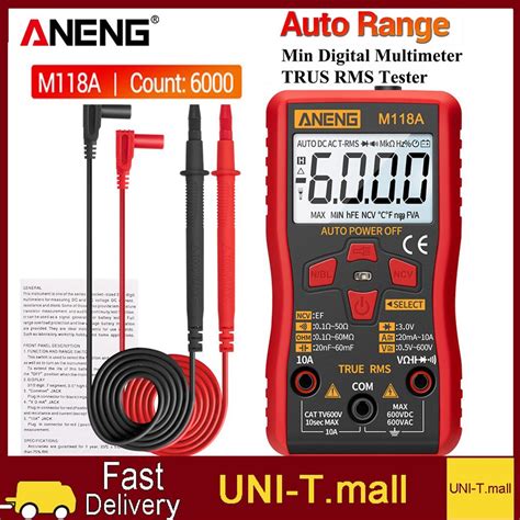 Free BatteryANENG M118A Auto Ranging Digital Multimeter High Accuracy TRMS 6000 Counts Voltage