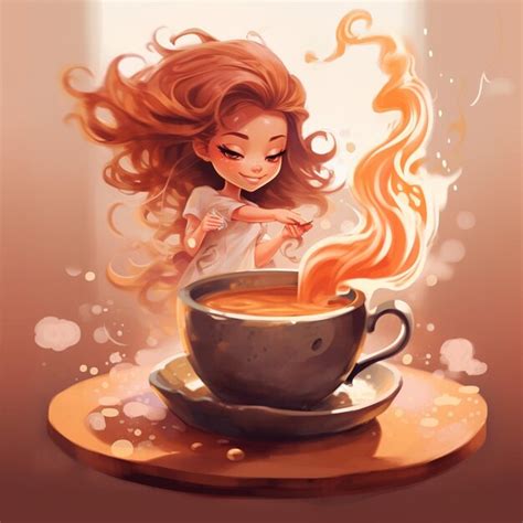 Una Taza De Café Caliente Chica Foto Premium