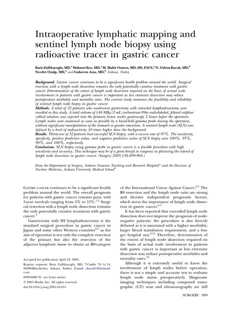 Pdf Intraoperative Lymphatic Mapping And Sentinel Lymph Node Biopsy