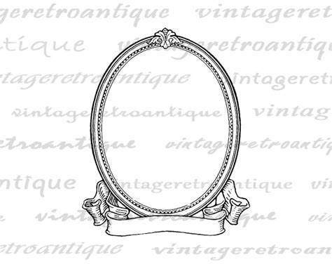 Printable Elegant Oval Frame And Scroll Banner Digital Image Etsy
