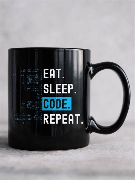 Black Coder Mug Eat Sleep Code Repeat Mug Java Programmer T Software
