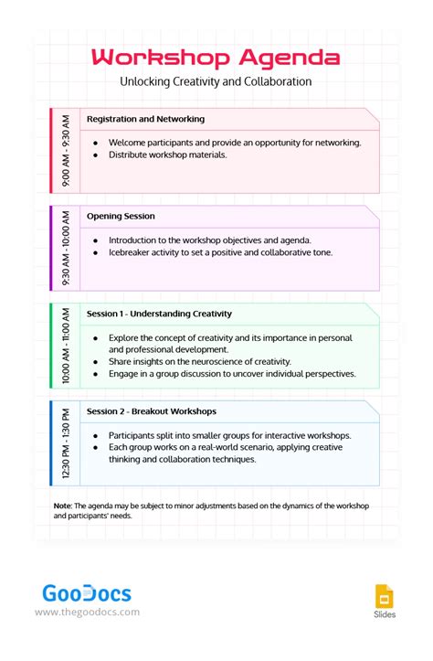 Minimal Workshop Agenda Template In Google Slides And Microsoft PowerPoint Thegoodocs