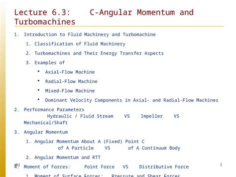 Ppt Abj1 Lecture 6 3 C Angular Momentum And Turbomachines 1