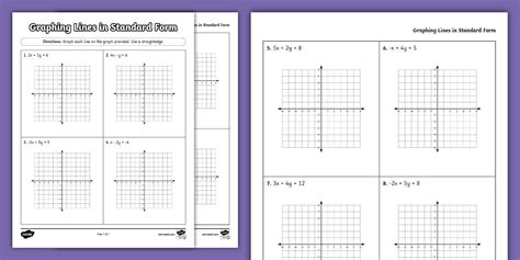 Eighth Grade Graphing Lines In Standard Form Activity