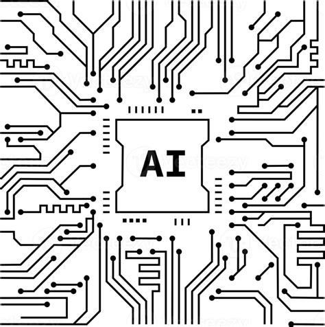 Futuristic Artificial Intelligence Design Theme Printed Circuit Board Outline Illustration For