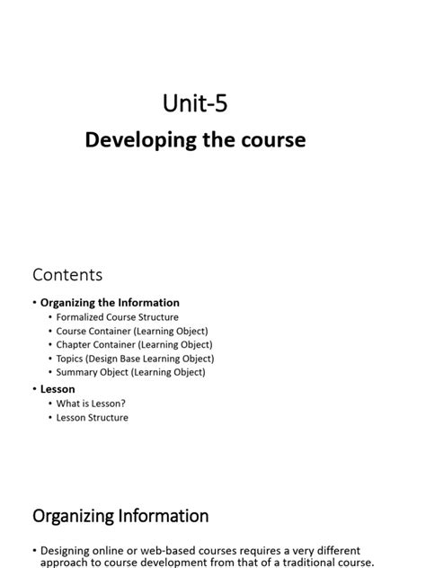 Chapter 5 Developing The Course Pdf Educational Assessment Learning