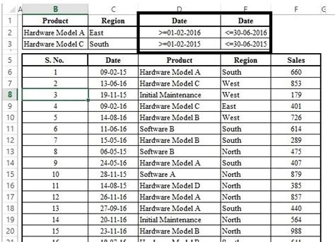 extracting data in microsoft excel advance filter