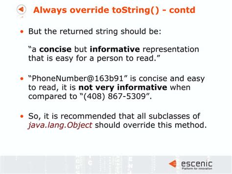 Effective Java Always Override Tostring Method Ppt