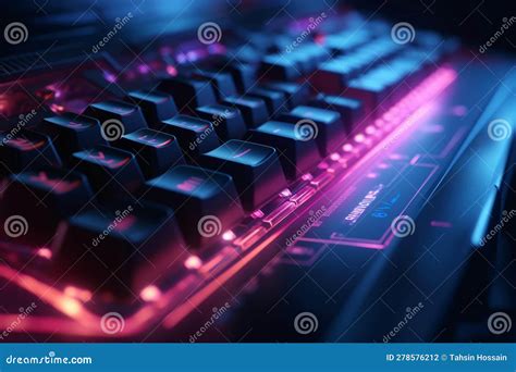 High Tech Computer Keyboard With Rgb Lighting Ai Generative Stock Illustration Illustration