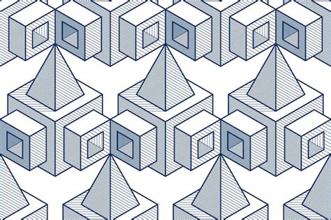 Premium Vector Geometric 3d Lines Abstract Seamless Pattern Vector Background Technology