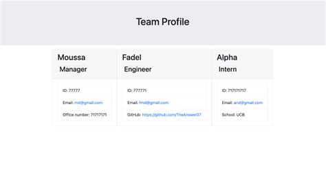 Team Profile Generator Teamprofilegenerator